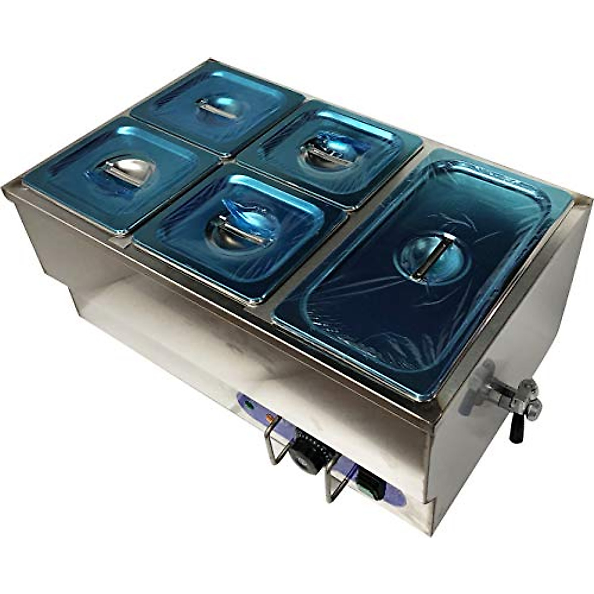 INTBUYING 5 Pan Food Warmer Steam Table Countertop Steamer Kitchen Supply