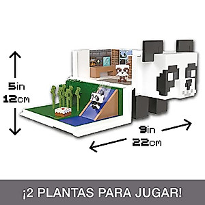 Mattel Minecraft Mob Head Minis Toys, Panda Playhouse Playset & 2 Panda Action Figures, Removable Bamboo Shoots & Cake Slice