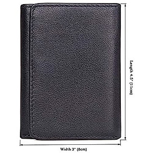 XIXIDIAN Fashion Men's Coin Purse Wallet RFID Blocking Man Leather Wallet，Genuine Leather Slim Trifold with ID Window (Color : Black, Size : 11 * 8CM)