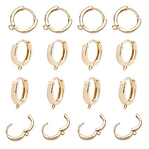 arricraft 20 Pcs Leverback Earring Hooks, French Hook Ear Wire Open Loop Leverback Hoops for Earring Making Findings- Real 18K Gold Plated