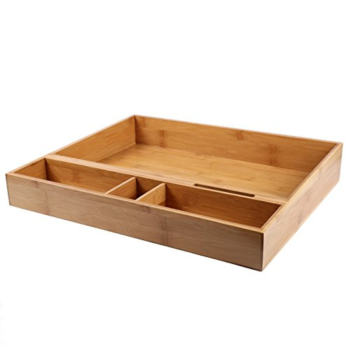 Creative Home Natural Bamboo Multipurpose Organizer Coffee Machine Accessories Storage Tray, 18.3" x 15" x 3" H, Natural Finish