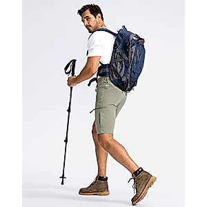 Pudolla Men's Hiking Cargo Shorts 9" Lightweight Outdoor Work Shorts for Men Travel Golf Camping Casual with 5 Zipper Pockets(Grey Sage Large)