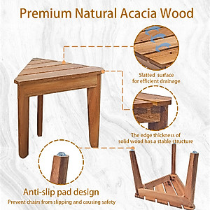 ODEDEN Shower Foot Stool for Shaving Legs, Acacia Wood Shower Foot Rest,15 inch Corner Shower Bench with Non-Slip Feet for Shower Stool for Inside Shower Bath, and Spa