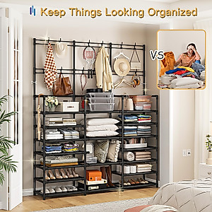 Raybee 7-Tier 73.5'' H Metal Hall Tree with 12 Hooks, Coat and Shoe Rack for Entryway, Freestanding Coat Rack with Shelf for Small Spaces, Sturdy and Durable, Easy to Assemble