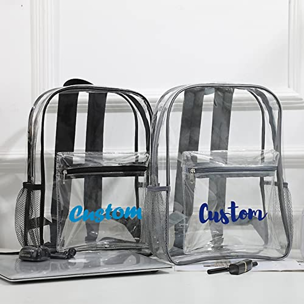 Personalized Clear Backpack Custom Name Clear Bookbag Customized Colorful Text, PVC Heavy Duty Transparent Backpack, Gifts