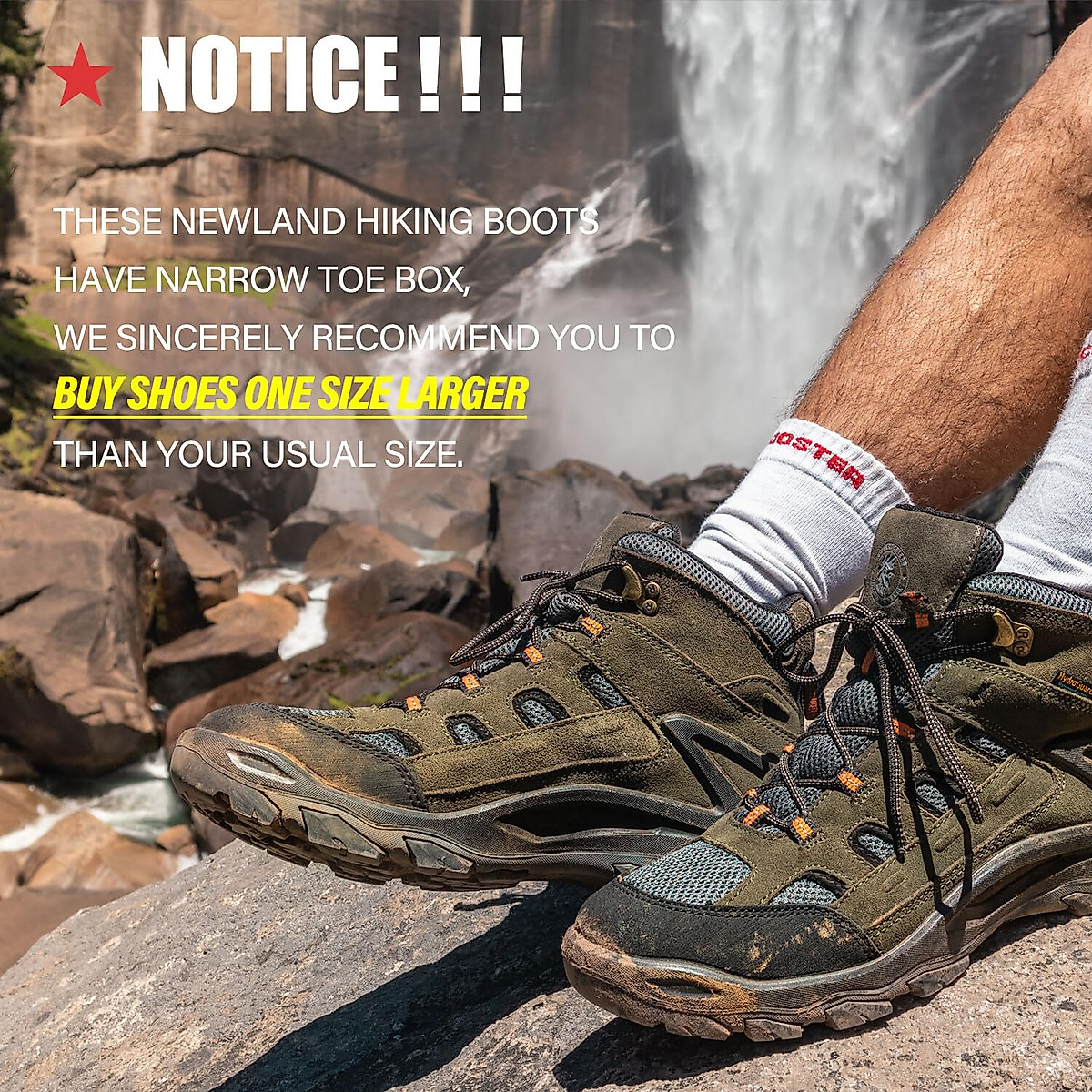 ROCKROOSTER Newland Mens Hiking Boots, 6'' Waterproof Suede Leather Trekking Boots, Non-Slip Ankle Support Outdoor Boots, Anti-Fatigue, Comfortable, Shock Absorption(KS5536 US 8)