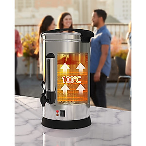 Garvee 110 Cup Commercial Coffee Maker 16L, Large Capacity Coffee Urns with Double-wall 304 Stainless Steel, Quick Brewing Coffee Dispenser for Meeting Rooms and Other Large Gatherings