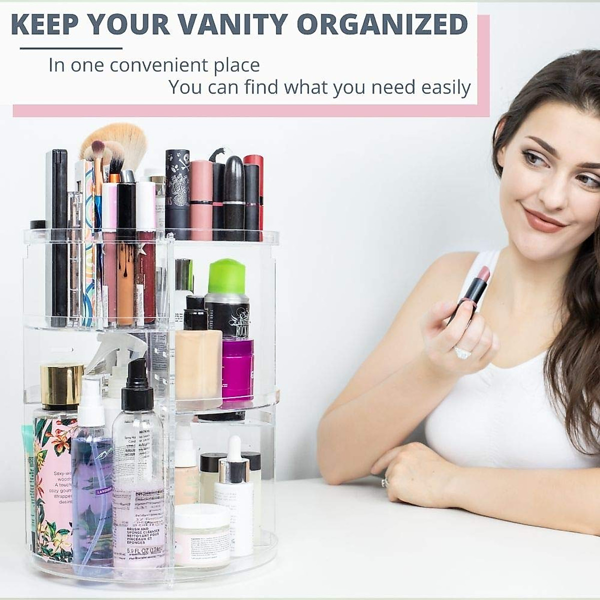 360 Rotating Makeup Organizers, Acrylic Makeup Organizers Bathroom Lazy Susan Organizer 360 Organizer Makeup Spinning Cosmetics Organizer Perfume Organizer for Cosmetics, Brushes, Creams - Clear