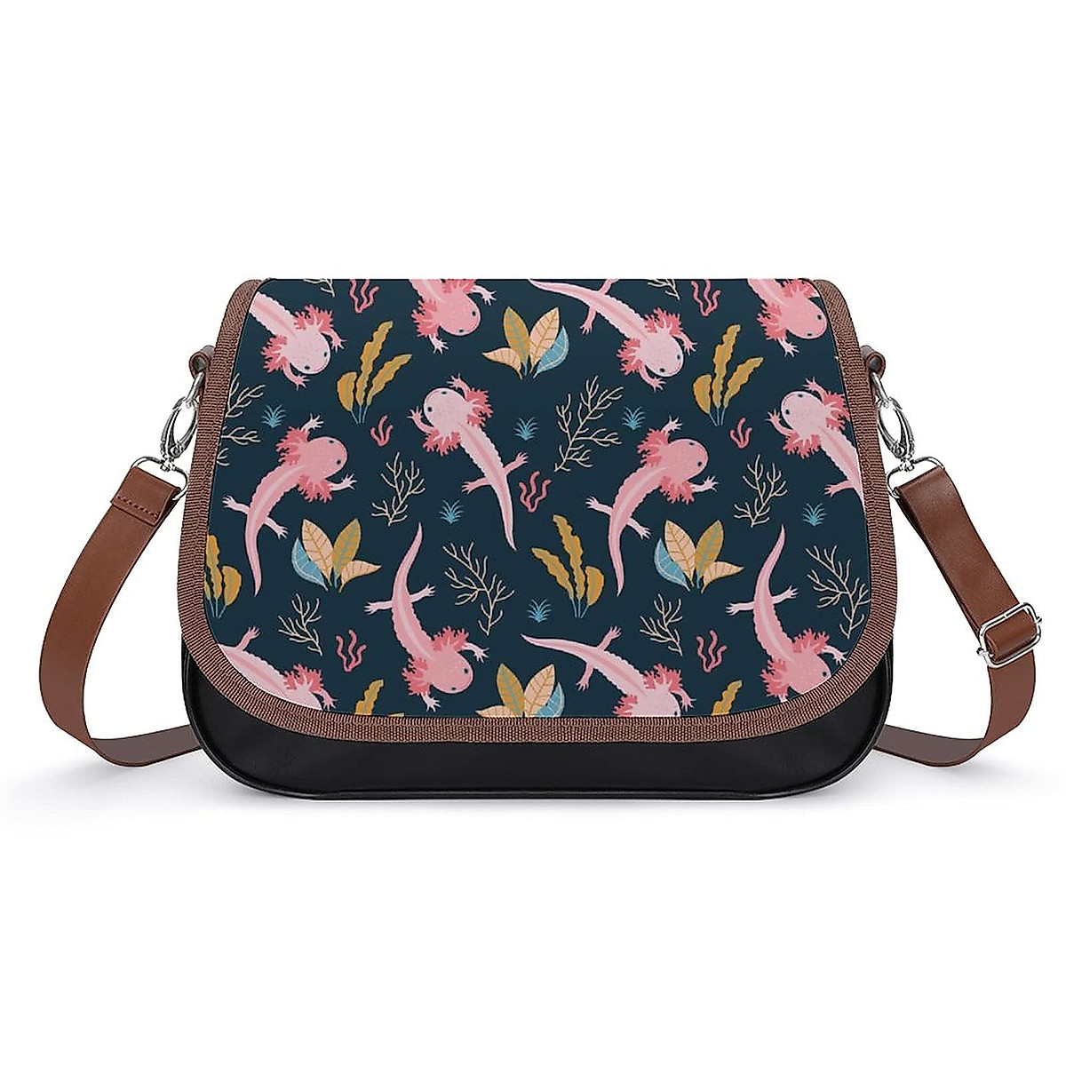 FunnyStar Axolotl Sea Weed Print Ladies Shoulder Bags Crossbody Messenger Bag Cute Handbag PU Leather