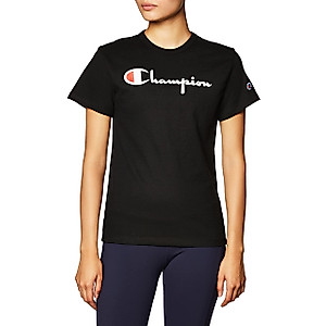 Champion womens The Heritage Tee, Script Logo T Shirt, Black-551058, X-Large US