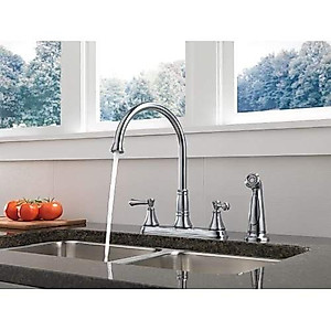 DELTA FAUCET 2497LF-PN Two Handle Kitchen Faucet with Spray, Polished Nickel