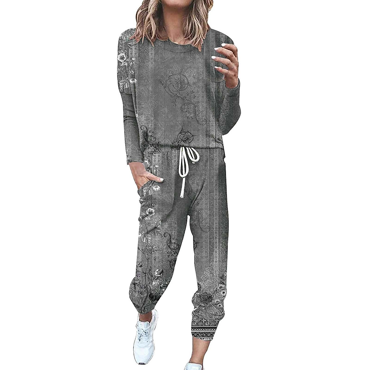 JMMSlmax 2 Piece Outfit for Women 2023 Casual Trendy Women Lounge Matching Sets Outfit Long Pant Set Sweatsuits Tracksuits