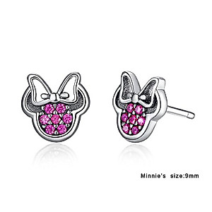 Mouse Stud Earrrings 925 Silver Sparkling Mini Mouse with Fashion Cubic Zirconia for Women Birthday Gift
