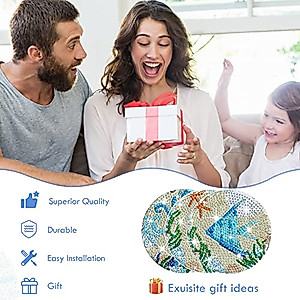 LSHUOYAN 8 Pcs Sea Creature Diamond Painting Coaster Set, DIY Acrylic Coaster with Stand, Diamond Painting Kits, Art Craft Supplies for Beginners, Adults and Children