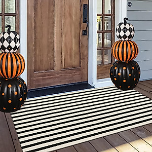 OJIA Christmas Front Door Mat 24"x51", Machine Washable Porch Rug Indoor Outdoor Rugs Outside Doormat Striped Rug Cotton Woven Entryway Rug for Kitchen/Bathroom/Farmhouse/Home Entrance