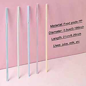 QNCIGER 100 Pcs Flexible Disposable Plastic Drinking Straws, BPA-free bendy straw 0.19" swide,8.26" High, Colorful Striped