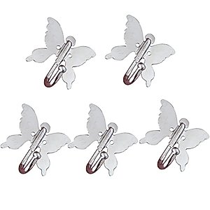AOLZUNK Butterfly Hook 5 Set Stainless Steel Cute Butterfly Shaped Single Hooks, Coat Hooks, Key Hooks, Wall Hangers Heavy Duty Hooks for Hanging Coat/Hat/Towel/Robe/Bathroom Hooks