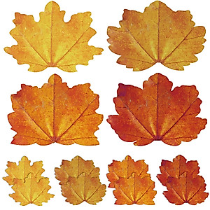 8 Pieces Thanksgiving Day Maple Leaf Placemats Fall Plastic Place Mats Autumn Harvest Table Mats Waterproof Table Mats for Thanksgiving Halloween Kitchen Decor Vintage Placemats (Maple Leaf Style)