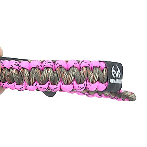 Ten Point Gear Realtree® Paracord Archery Bow Wrist Sling - 100% Full Grain Leather 550 Paracord (Pink Camo)