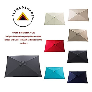 FLAME&SHADE 6.5 x 10 ft Rectangular Outdoor Market Patio Table Umbrella with Tilt, Anthracite