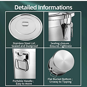 LyeXD 48L Stainless Steel Airtight Canister, Food Storage Containers with Lids Airtight Rice Cereal Grain Container Storage Box, Kitchen Canisters Metal Food Canisters Container for Rice, Grains, Oil