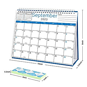 BHR Desk Calendar 2023-2024,Monthly Desk Calendar from January 2023-June 2024,10"×8" Standing Flip Desktop Calendar with Strong Twin-Wire Binding,Thick Paper and Writing Blocks for New Year and Christmas Gifts