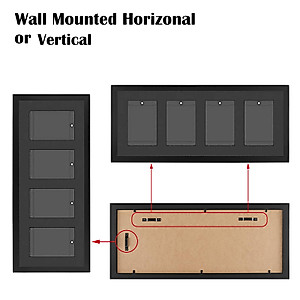 4Grids Trading Cards Display Frame, 100% Solid Wood Frame with 4 Pieces Magnetic Card Holder for Football, Basketball, Hockey Collector Cards(Standard Cards, Black)