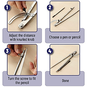 Mr. Pen- Professional Large Compass for Woodworking, 12 Inch Compass with Wing, Compass for Geometry, Compass Drawing Tool, Woodworking Compass, Pencil Compass for Carpenter, Drafting, Drawing Compass