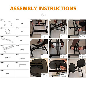 Himimi Ergonomic Kneeling Chair - Faux Leather - Thick Comfortable Moulded Foam Cushions - Brake Casters, Adjustable Stool for Home & Office
