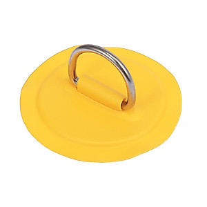 X AUTOHAUX 4pcs D Ring Patch PVC Stainless Steel Round Shape D Ring Pad for Inflatable Boat Kayak Canoe Deck Yellow