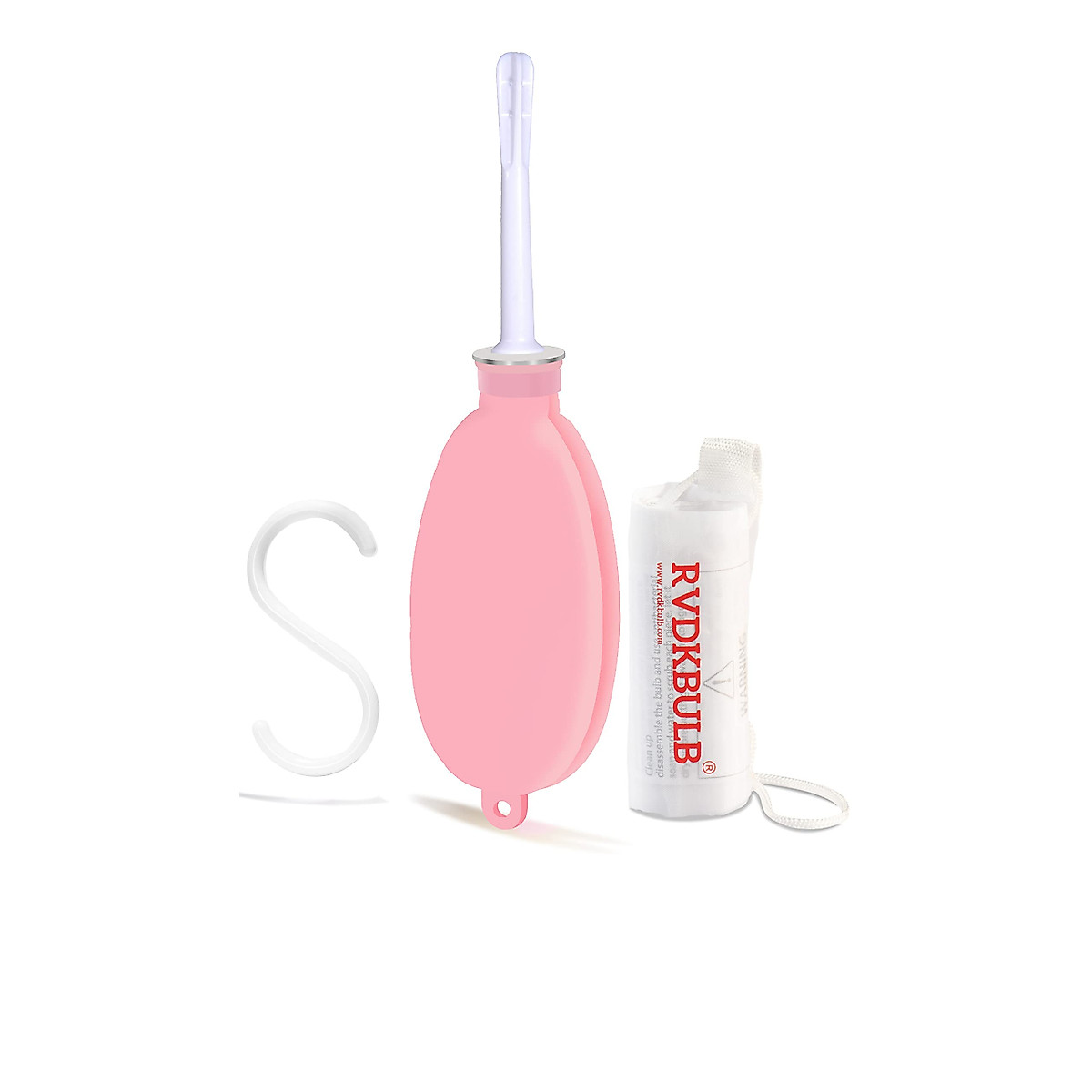 RVDKBULB Reusable Silicone Travel Douche Bag - Vaginal Douche for Women, Pocket size, 24 Fl Oz Capacity, Pink