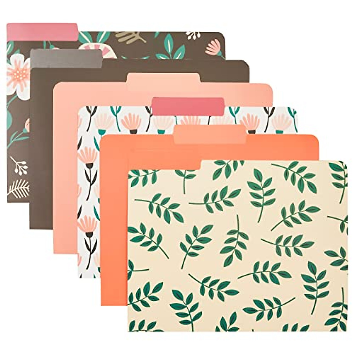 12 Pack Decorative Flower File Folders with 1/3 Cut Tab, Pretty Letter Size 3-Tab Floral Office Supplies (9.5 x 11.5 in)