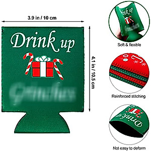 12 Pcs Christmas Can Cooler Sleeves 6 Styles Christmas Theme Tree Snowman Hat Reindeer Funny Neoprene Holiday Can Cover Holders for Soda Bottle Drink Xmas Party Supplies Favors (Cute, 5.1 x 3.9 Inch)