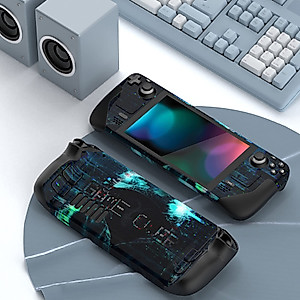 PlayVital Full Set Protective Skin Decal for Steam Deck LCD, Custom Stickers Vinyl Cover for Steam Deck OLED - Game Over Hacker