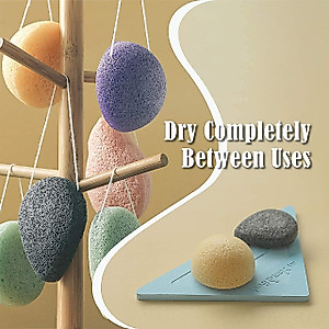 myHomeBody Natural Konjac Facial Sponges – Teardrop Shape - for Gentle Face Cleansing and Exfoliation - with Activated Charcoal and Aloe Vera, 4pc Set