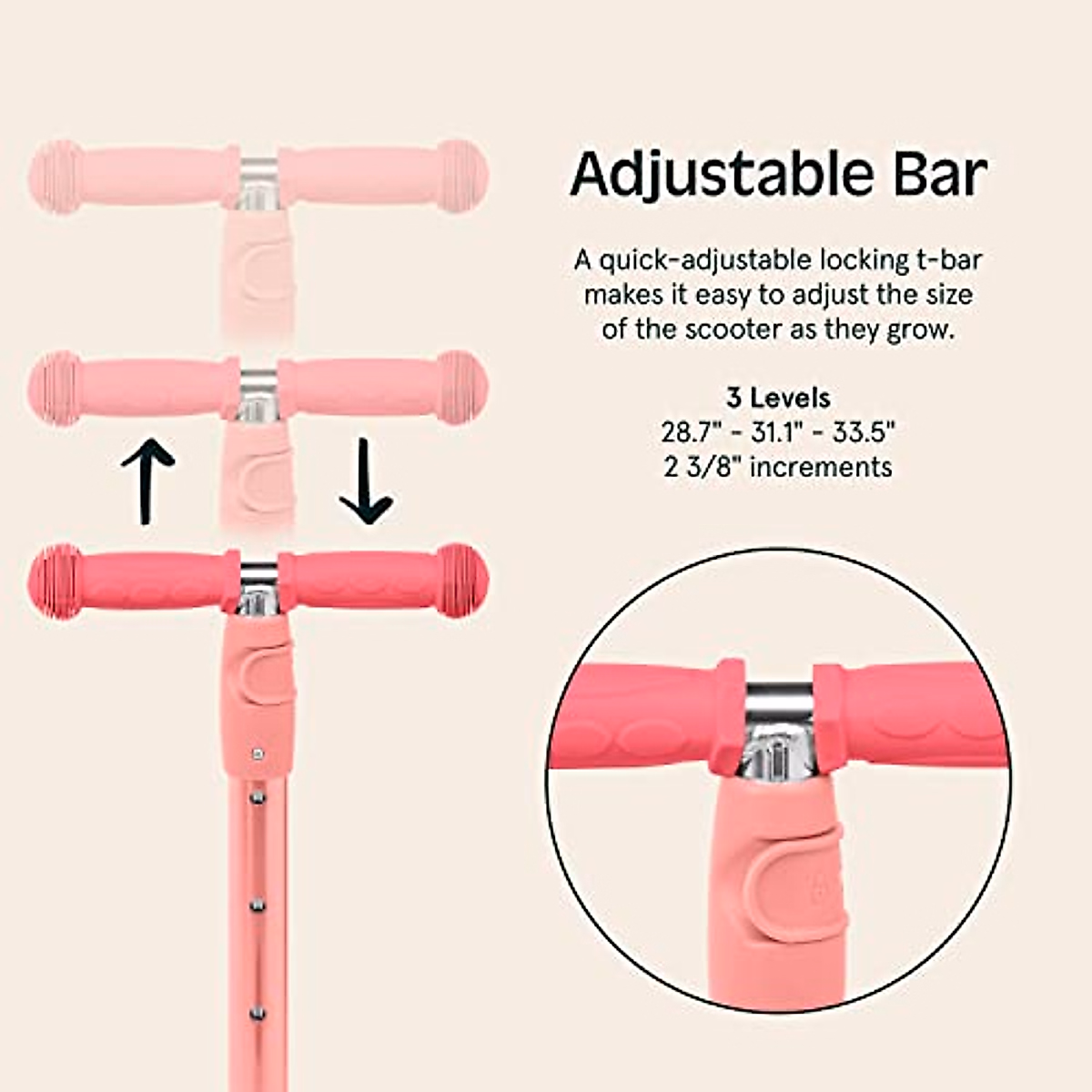 Retrospec Chipmunk Plus Kids’ Kick Scooter 3+ Years - Height Adjustable 3 Wheel Scooters - Learn to Steer, Foldable Seat, LED Lights, & No-Slip Deck - Bubblegum