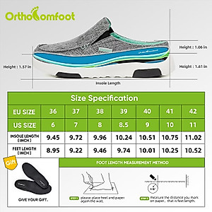 OrthoComfoot Canvas Loafer for Womens, Plantar Fasciitis Slippers for Flat Feet,Ladies Comfortable Athletic Walking Shoes Grey Green Size 9.5