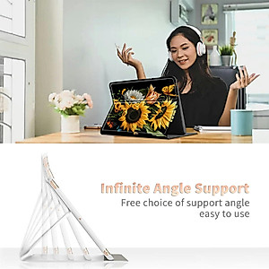 Sunflowers Butterfly Case Compatible with Amazon Fire HD 10 10.1-Inch Tablet (7th Generation and 9th Generation,2017 and 2019 Release), Smart Folding Stand Cover with Auto Wake/Sleep