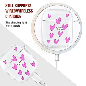 Case for Airpod Case 2nd Generation,Airpod Case 1st Generation,Pink Heart Cute Airpods Case,Kawaii Airpod Case Cute Cover with Keychain (Pink Heart 1st/2nd Case)