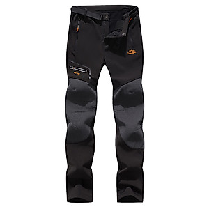 DAFENGEA Women's Snow Ski Pants Fleece Hiking Waterproof Windproof Softshell Outdoor Snowboard Pants,CFK1812W-Black-XS