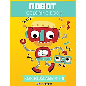 Robot Coloring Book: Fun Robot Coloring Book For Kids Ages 4-8, 20 Robots To Coloring and Drawing, Big Size 8.5*11in with Glossy Cover (Kid Robot)