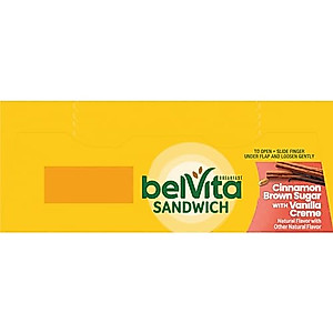 belVita Breakfast Sandwich Cinnamon Brown Sugar with Vanilla Creme Breakfast Biscuits, 30 Total Packs, 6 Boxes (2 Sandwiches Per Pack)