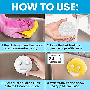 Berkland Sponge Holder for Smiley Sponges Sink Caddy for Scrub Sponges - Sink Sponge Holder with 14 Suction Cups for Superior Stick Kitchen Sink Scrub Caddy for Happy Daddy Face Sponge