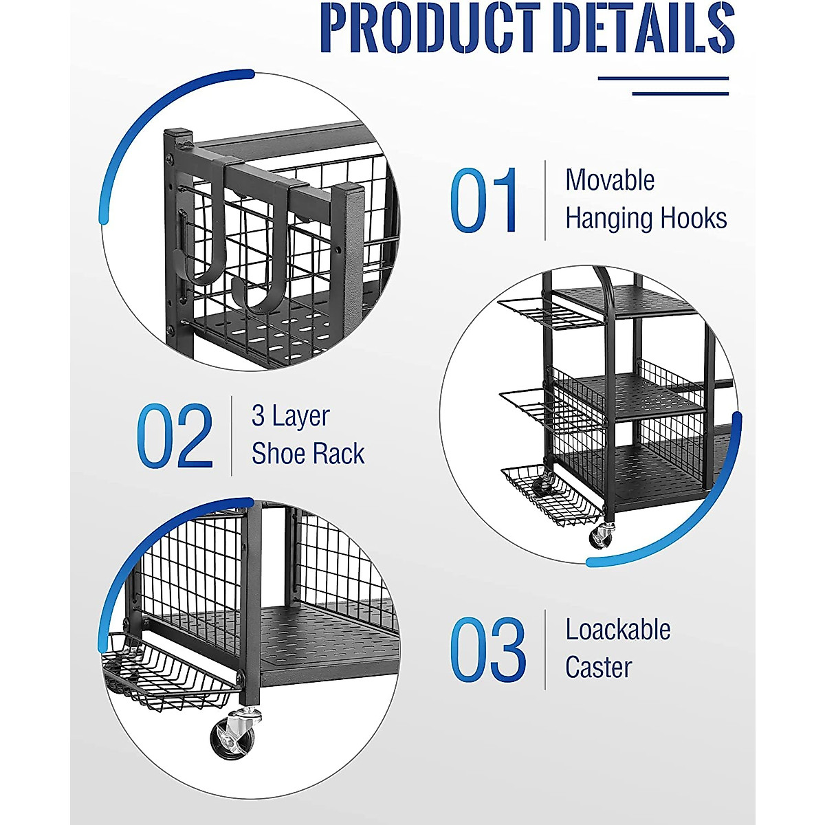 Mythinglogic 3 Golf Bags Storage Organizer-Extra Large Size Fits 3 Full Size Golf Bags,Golf Organizer for Golf Equipment and Accessories, Golf Club Storage Rack with Lockable Wheels