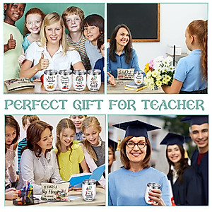12 Pcs Teacher Appreciation Gifts Set Insulated Teacher Coffee Tumbler Wine Coffee Mug Makeup Bag Cosmetic Bag Teacher Keychains Thank You Teacher Gifts for Women Teachers (Rectangle Keychain)
