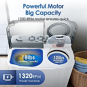 Anypro Portable Clothes Washing Machine, Twin Tub 28 Lbs Capacity Laundry Washer and Dryer Combo 2 In 1 Washer (18 Lbs) & Spinner (10 Lbs) for Apartments, Dorms, RV, Camping