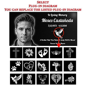 KAYUHAN Cemetery Memorial Stones Personalized Black Granite Headstone DIY Temporary or Permanent Grave Marker Outdoor Garden Memorial Plaque，headstones for Cemetery，Cemetery Decorations