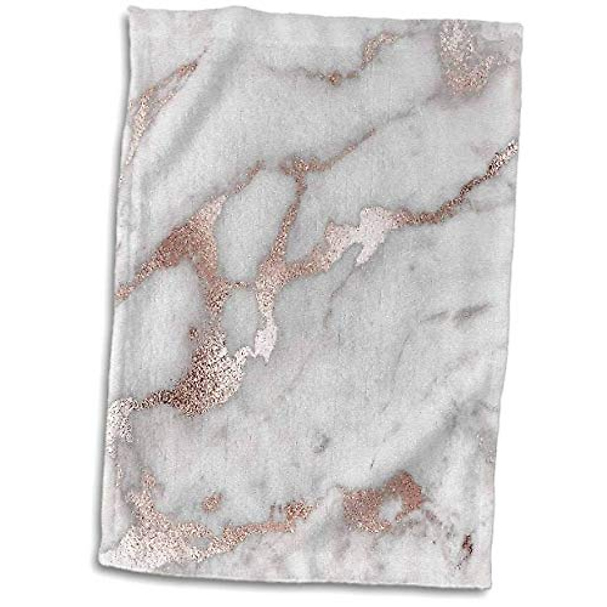 3dRose Image of Chic Gray Trendy Copper Rose Gold Marble Agate Gemstone Rock Quartz Towel, 15 x 22