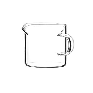 QWORK Double Spouts Espresso Shot Glass Cup Without Scale, 2 Pack Clear Glass Round Beaker with Handle, Suitable for Milk Coffee