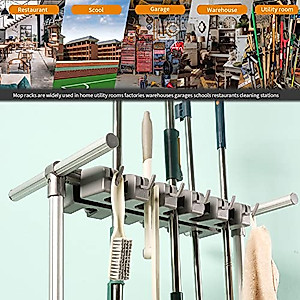 Broom mop Holder Cleaning Supplies Organizer Janitor carts on Wheels Housekeeping Station Storage Tools for Garage, Garden, Closet, Cabinet